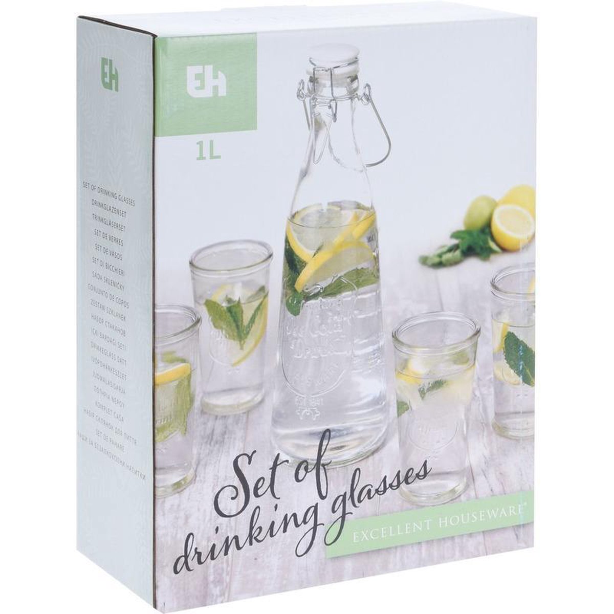 Water karaf met 4 glazen - Waterglazen met kan | bol