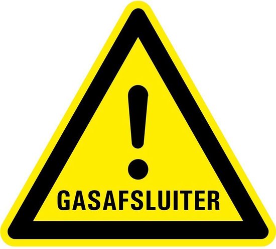 Waarschuwingssticker gasafsluiter 50 mm - 10 stuks per kaart | bol