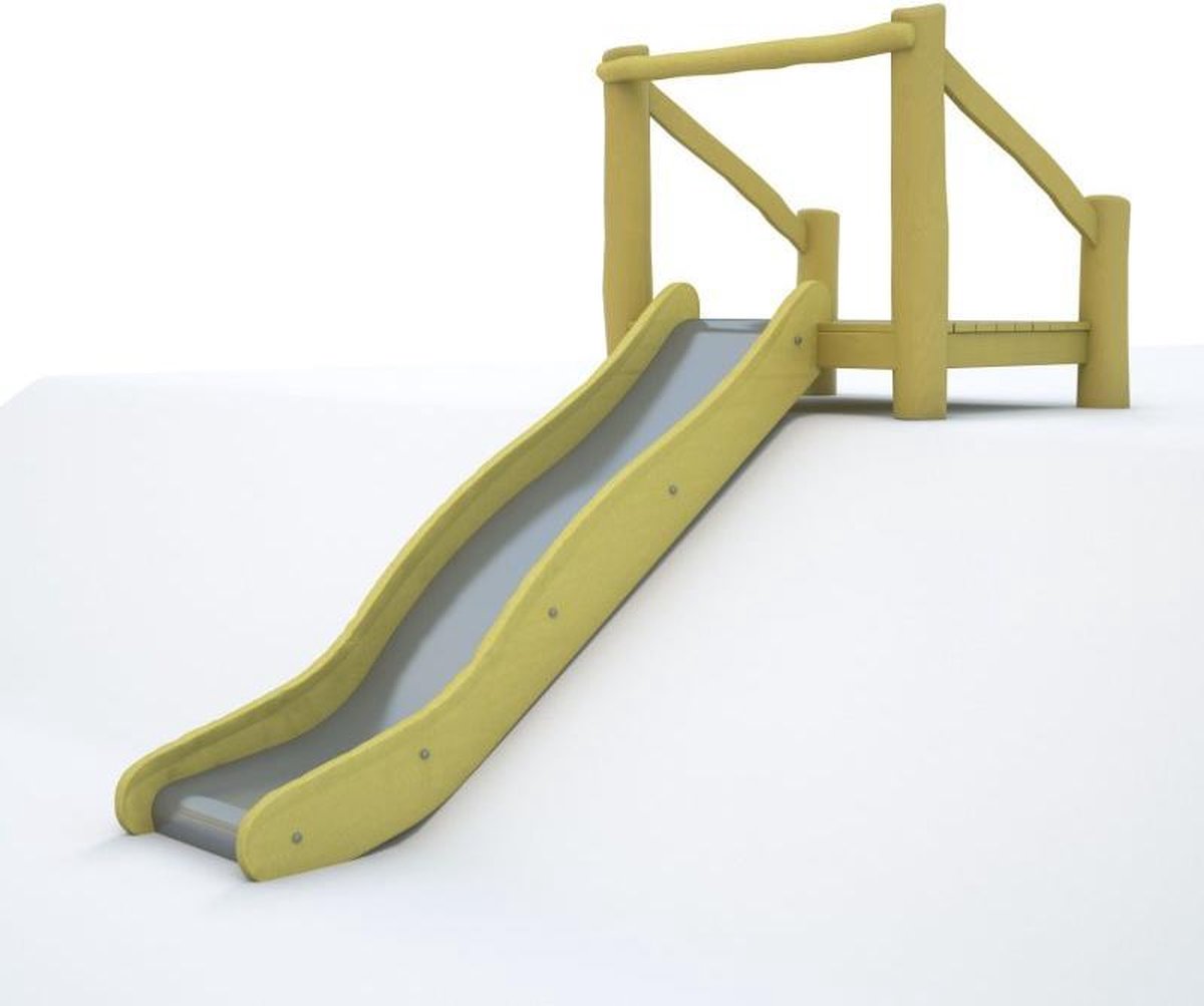 Talud/platform 100cm met glijbaan gemaakt van RVS en Robinia hout ...