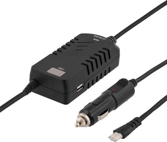 DELTACO SDR-90WDU, Universele Autolader voor Laptops, 15-20V 4,66A 90W ...