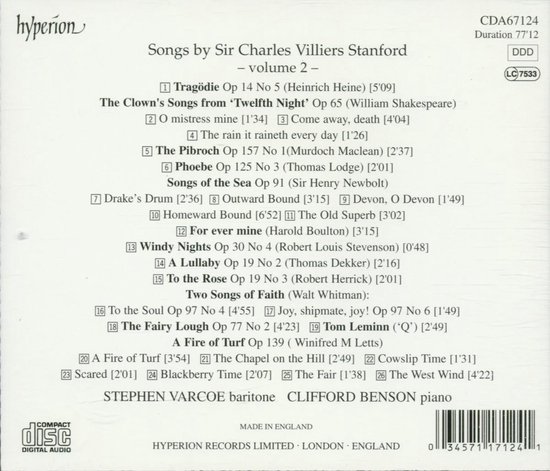 Stanford: Songs Vol 2 / Stephen Varcoe, Clifford Benson, van Varcoe ...