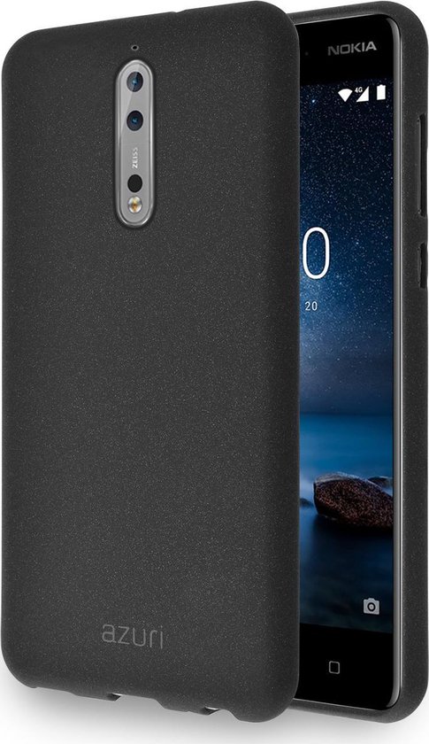 Azuri flexible cover with sand texture - zwart - voor Nokia 8 | bol.com