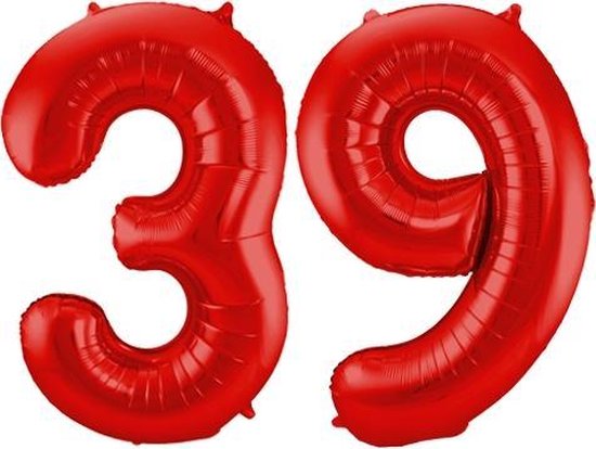 Cijfer 39 Rood Helium 86 cm | bol.com