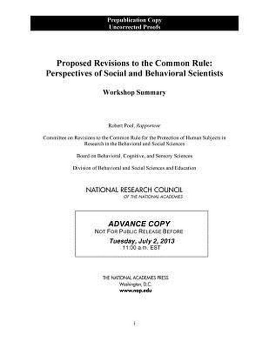 Proposed Revisions to the Common Rule: Perspectives of Social and ...