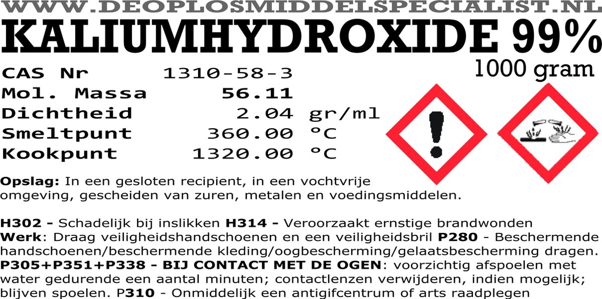 Kaliumhydroxide (kaliloog) 1000gr | bol