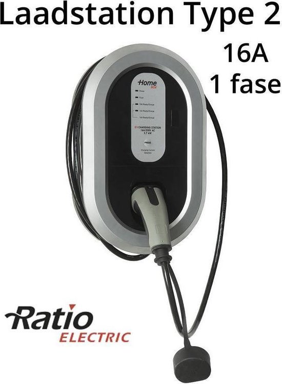 Ratio EV Laadstation type 2, 16A met vaste rechte laadkabel | bol
