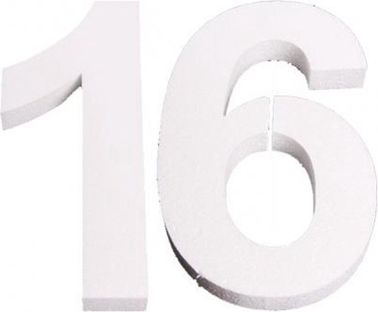 Piepschuim 16 cijfer 25 cm - Styropor cijfer 16 | bol.com