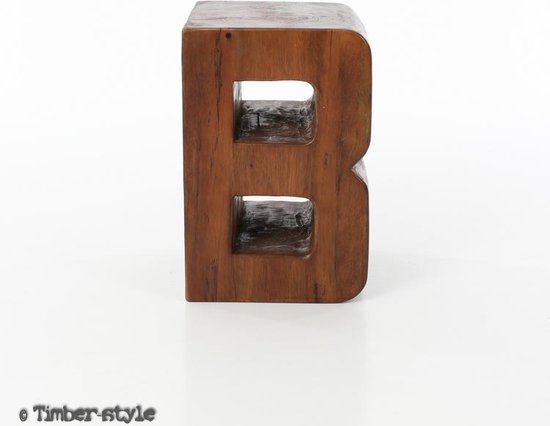 Letter Suar hout B - decoratie - 30 x 30 x 45 cm. | bol.com