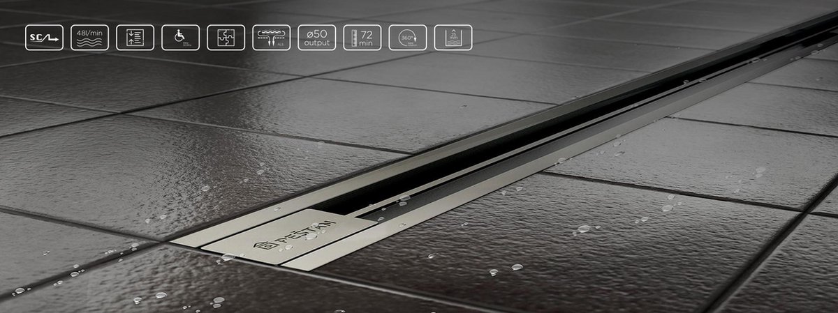 Douchegoot Confluo Slim Line, 850 mm, afvoergoot, sleufgoot Design ...