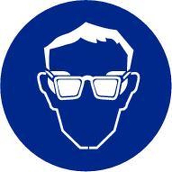 Veiligheidsbril verplicht; Sticker. Rond 200 mm | bol.com