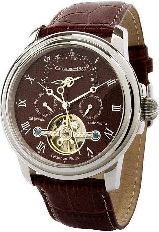 Calvaneo 1583 Calvaneo Evidence Platinum Cognac - Horloge - 44 mm ...