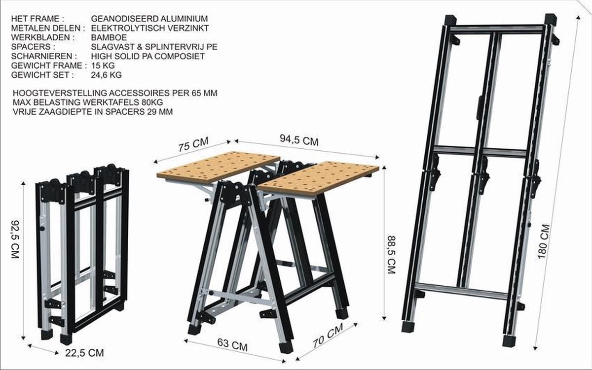 Walko Werkbank 3 Delig Frame | bol