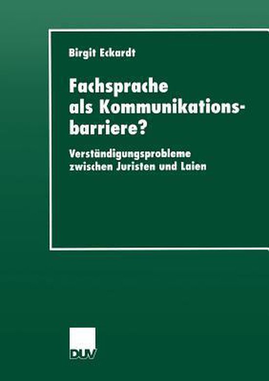 Fachsprache als Kommunikationsbarriere? | 9783824443994 | Birgit ...