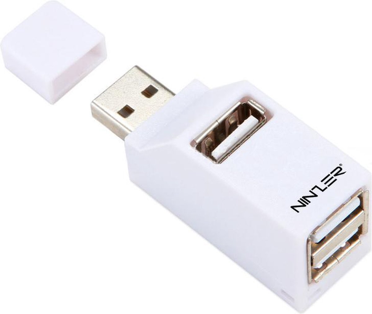 Ninzer USB 2.0 Mini HUB Adapter met 3 USB aansluitingen | Wit | bol.com
