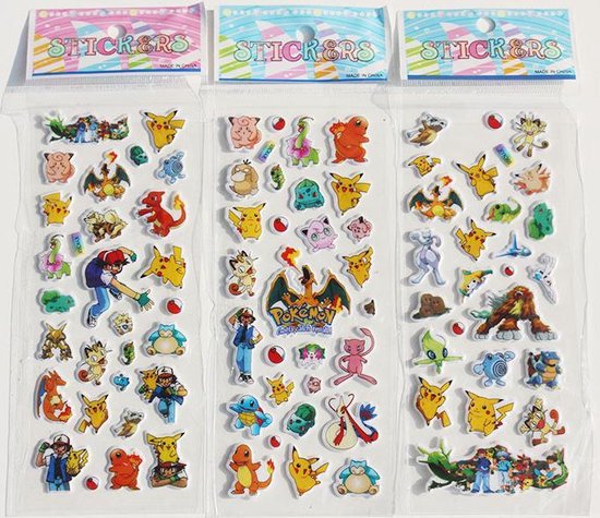 Twee Stickervellen POKÉMON - Ca. 25 Stickers - Bubble 3D Stickers | bol