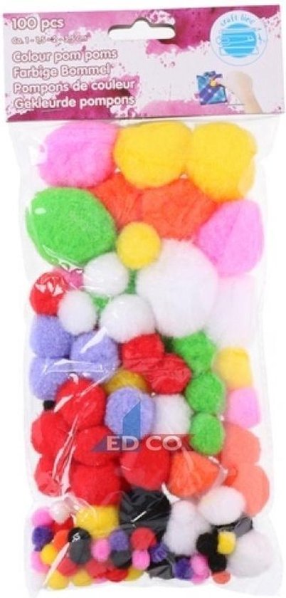 100x Knutsel pompons gekleurd | bol.com