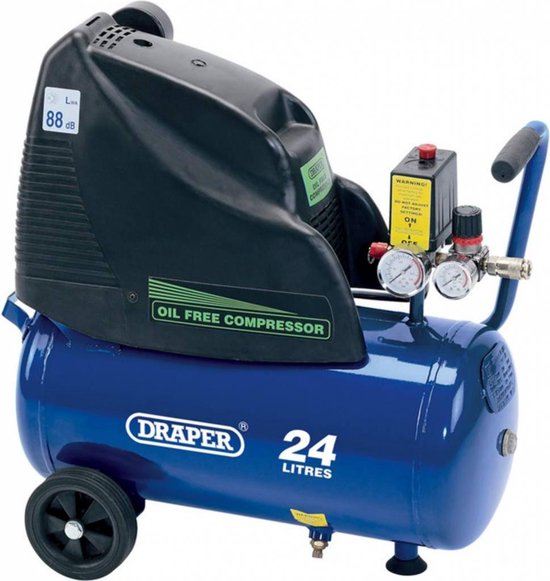 Draper 24L 230V 1,5 pk (1,1 kW) Oil-Free Air Compressor | bol.com