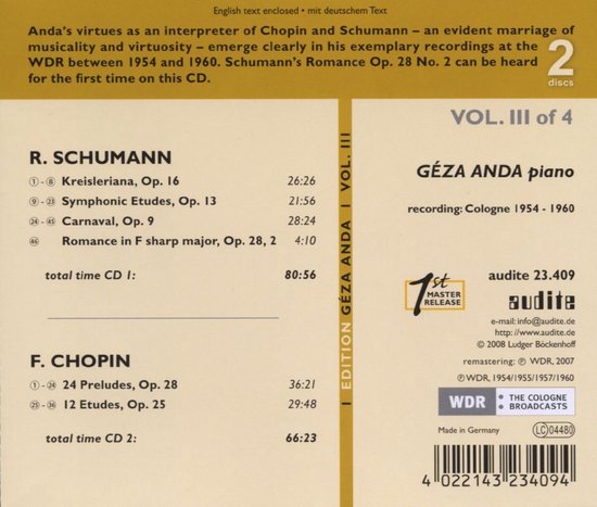 Edition Geza Anda (iii) - Schumann : Chopin, Anda,geza | CD (album ...