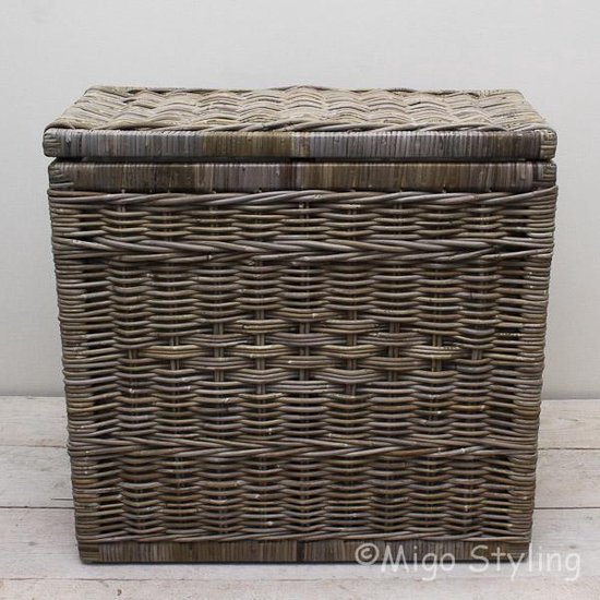 Wasmand - duo - met sorteervakken - 67x35xH65 - Riet - Rotan | bol