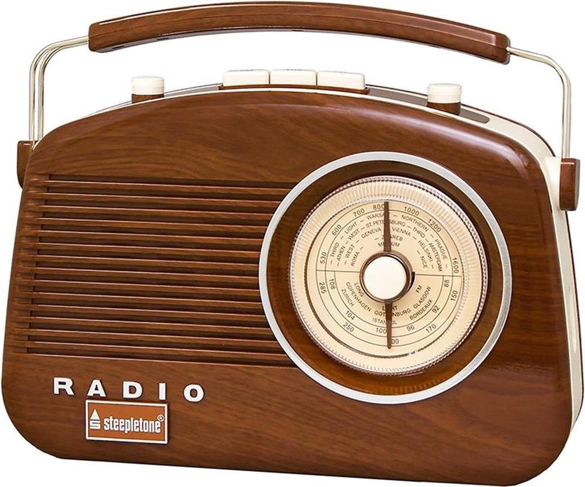Steepletone Brighton Retro Radio Draagbaar FM - Hout-Look | bol.com