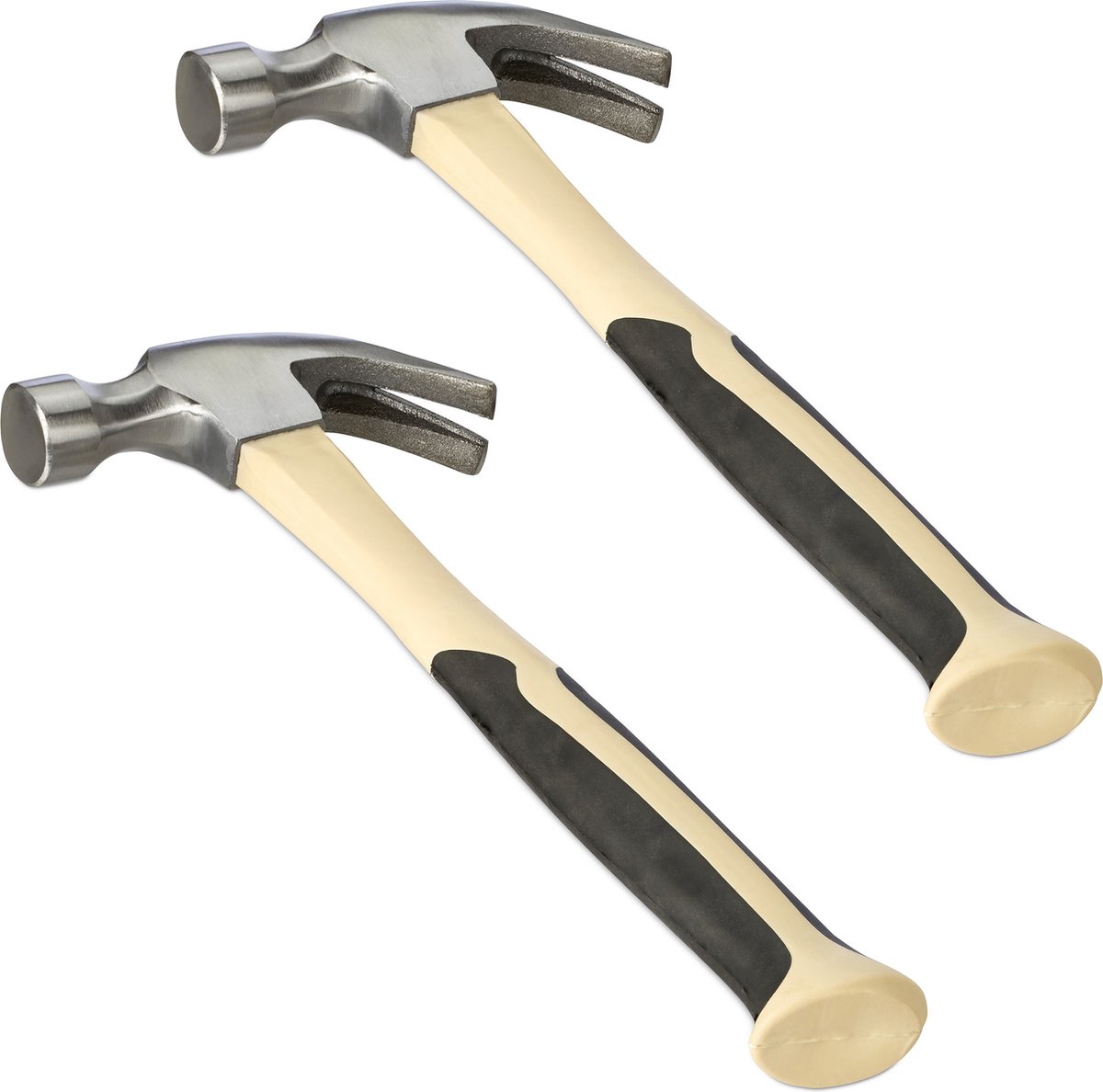 Relaxdays klauwhamer - set van 2 - Amerikaanse hamer - fiberglas - 700g ...