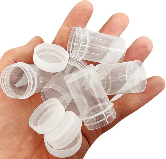 Set van 100 plastic potjes (20 ml) met schroefdoppen | bol