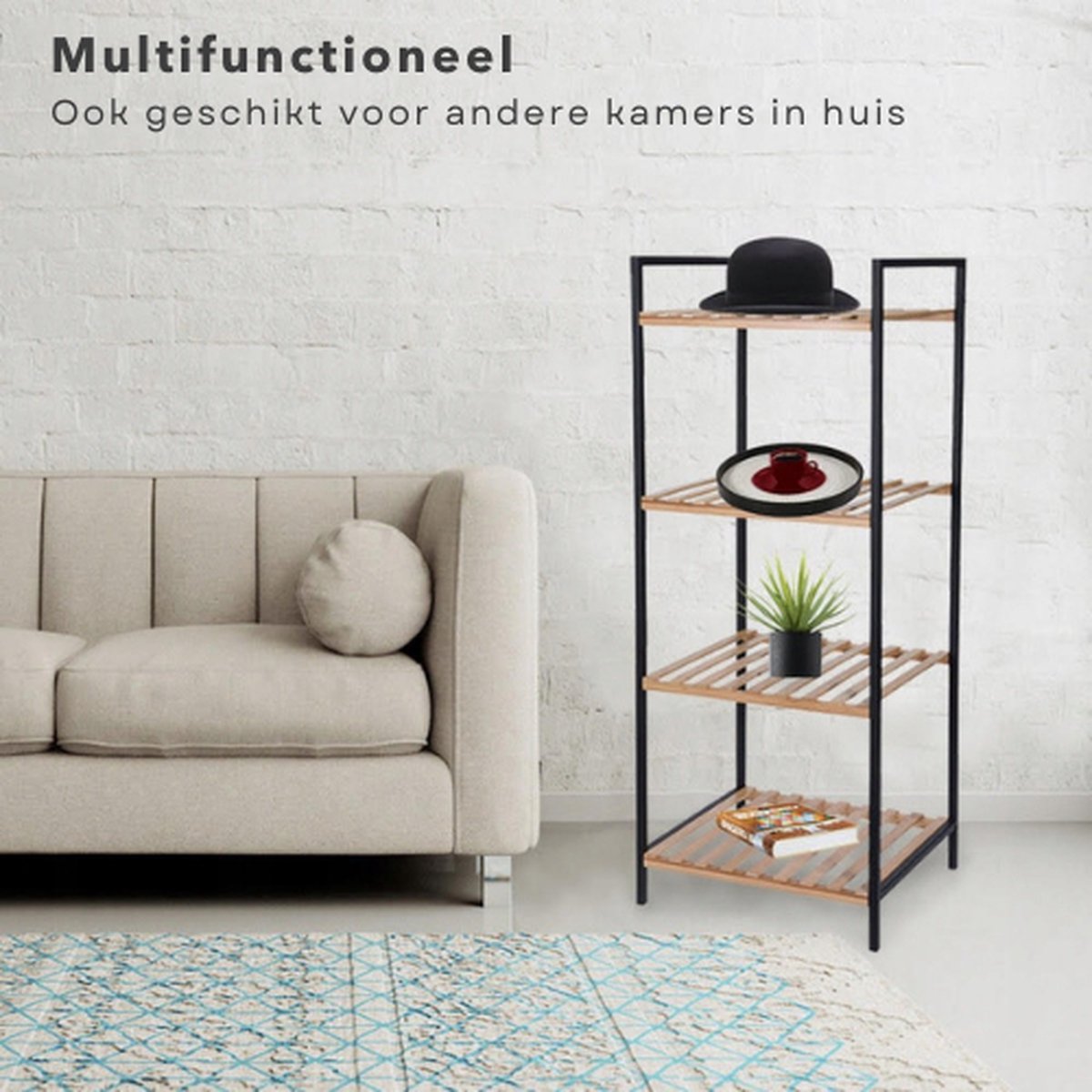 Cheqo® Stevig Badkamerrek - Badkamer Rek - Opbergrek - Badkamerkast ...