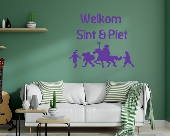 Stickerheld - Muursticker Welkom sint en piet - Woonkamer - Sinterklaas ...
