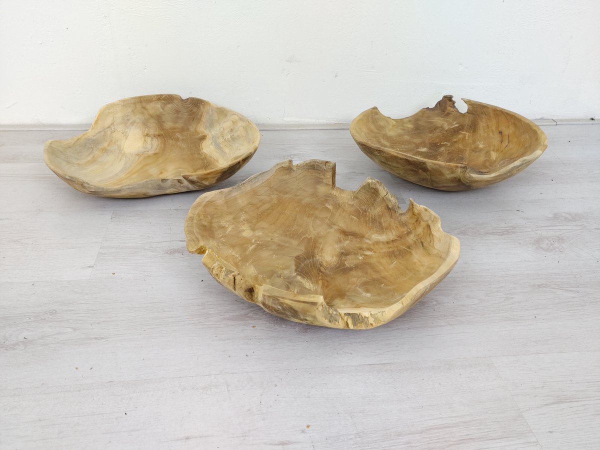 Fruitschaal hout teak, decoratie schaal - 50cm | bol