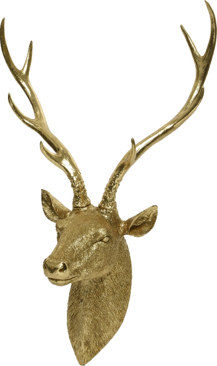 Rendierhoofd - Wanddecoratie Rendier - Polystone - Goud - 70x95cm | bol