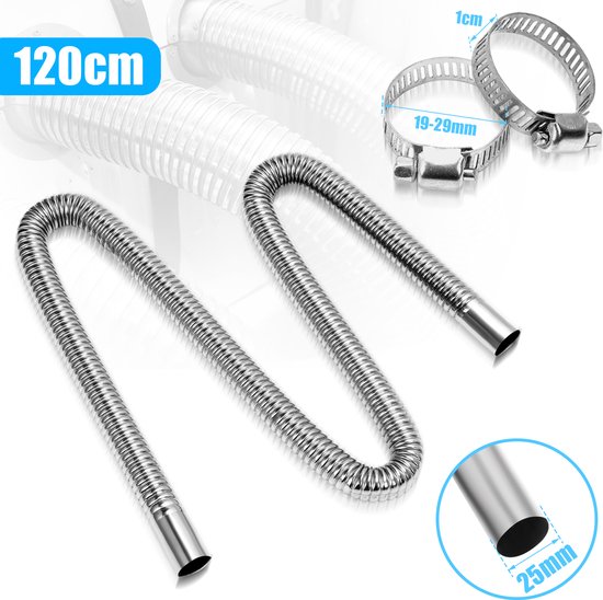 120cm Standkachel Pijp uitlaatpijp 25mm klemmen rvs set Diesel ...