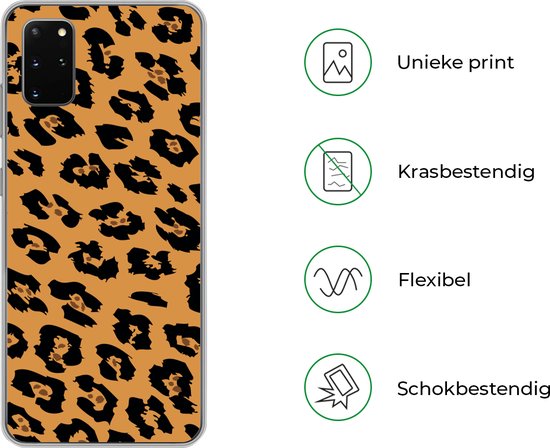 Geschikt voor Samsung Galaxy S20 Plus hoesje - Panterprint - Oranje - Zwart -... | bol