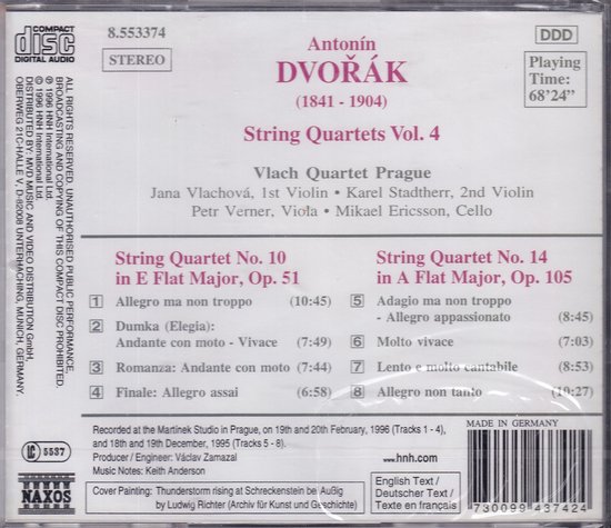 String Quartets no 10 and 14 - Antonin Dvorak - Vlach Quartet Prague, Vlach Quartet... | bol