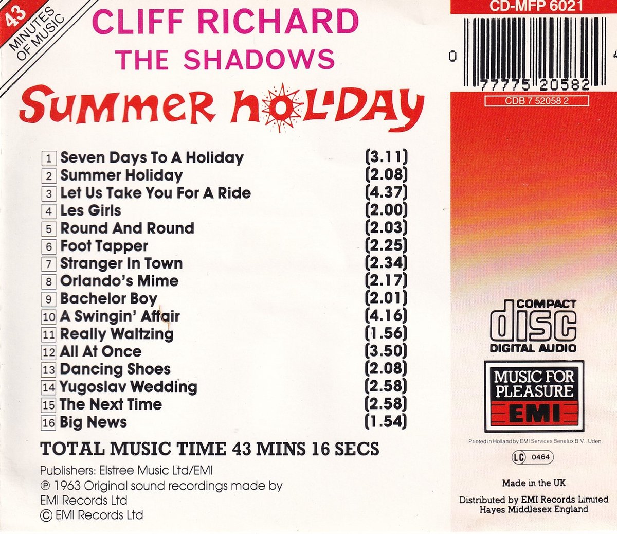 Summer Holiday, Cliff Richard & The Shadows | CD (album) | Muziek | bol.com