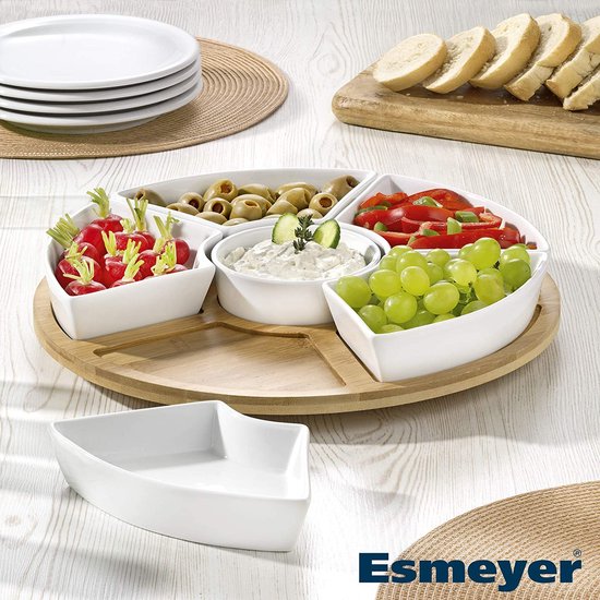 Bamboo Revolving Platter Spinning Serving Tray Wooden Appetizer ,35 cm ...