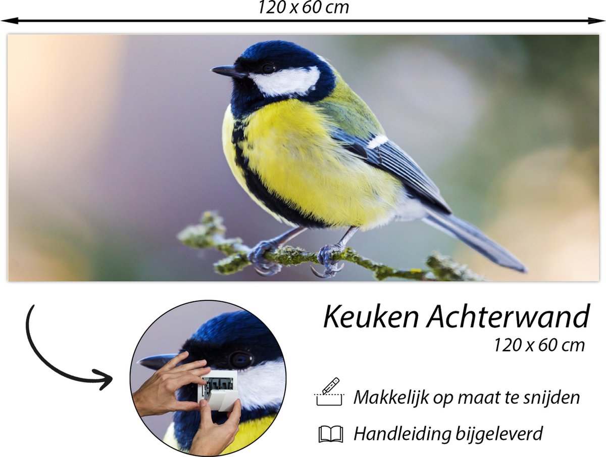 Keuken achterwand behang - Waterafstotend - Koolmees - Vogel - Tak ...