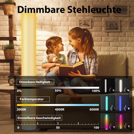 6W LED vloerlamp dimbare RGB stand uplighter vloerlamp licht hoeklicht ...