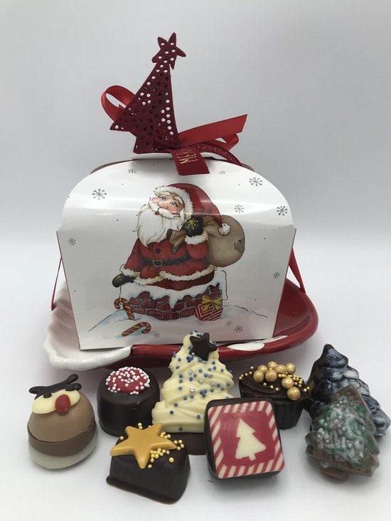 Cho-lala kerstchocolade cadeau schaal Santa met 400 gram chocolade en ...
