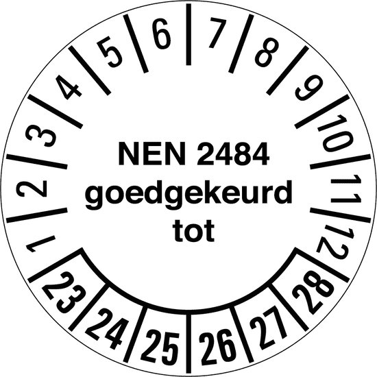 NEN 2484 goedgekeurd tot sticker 23-28, PVC folie 20 mm - 36 per kaart ...