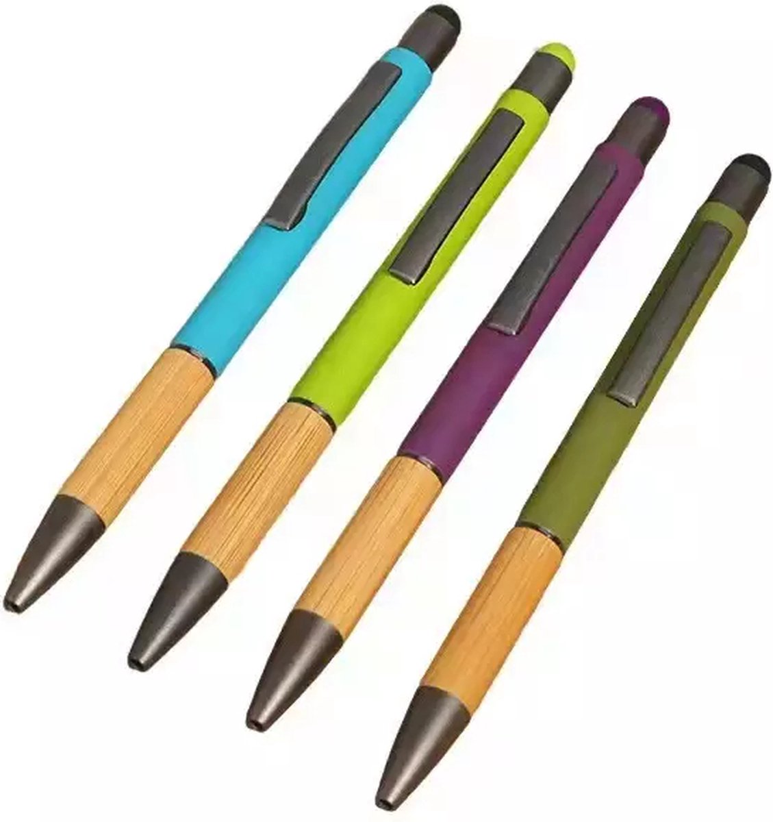 green-goose® Bamboe Stylus Pen | 4 Stuks | Met Vilt Pennenhouder ...
