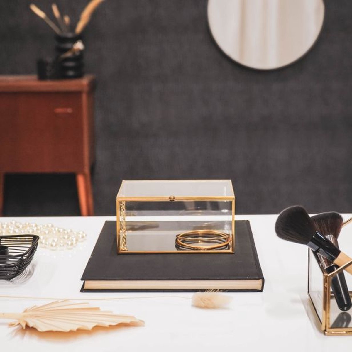 Glazen box - Sieradendoosje -goud- 15,5X15,5X4,5CM | bol.com