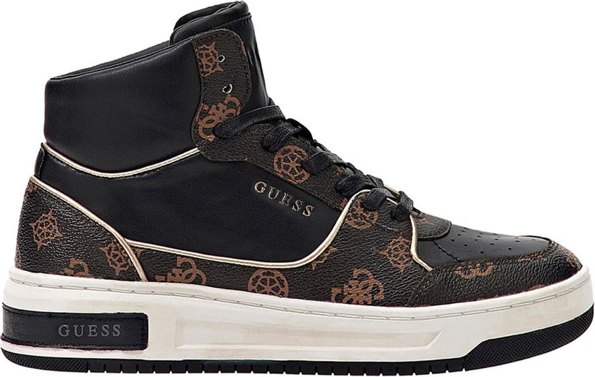 Guess Tullia Hoge Dames Sneakers - Zwart/Bruin - Maat 39 | bol.com