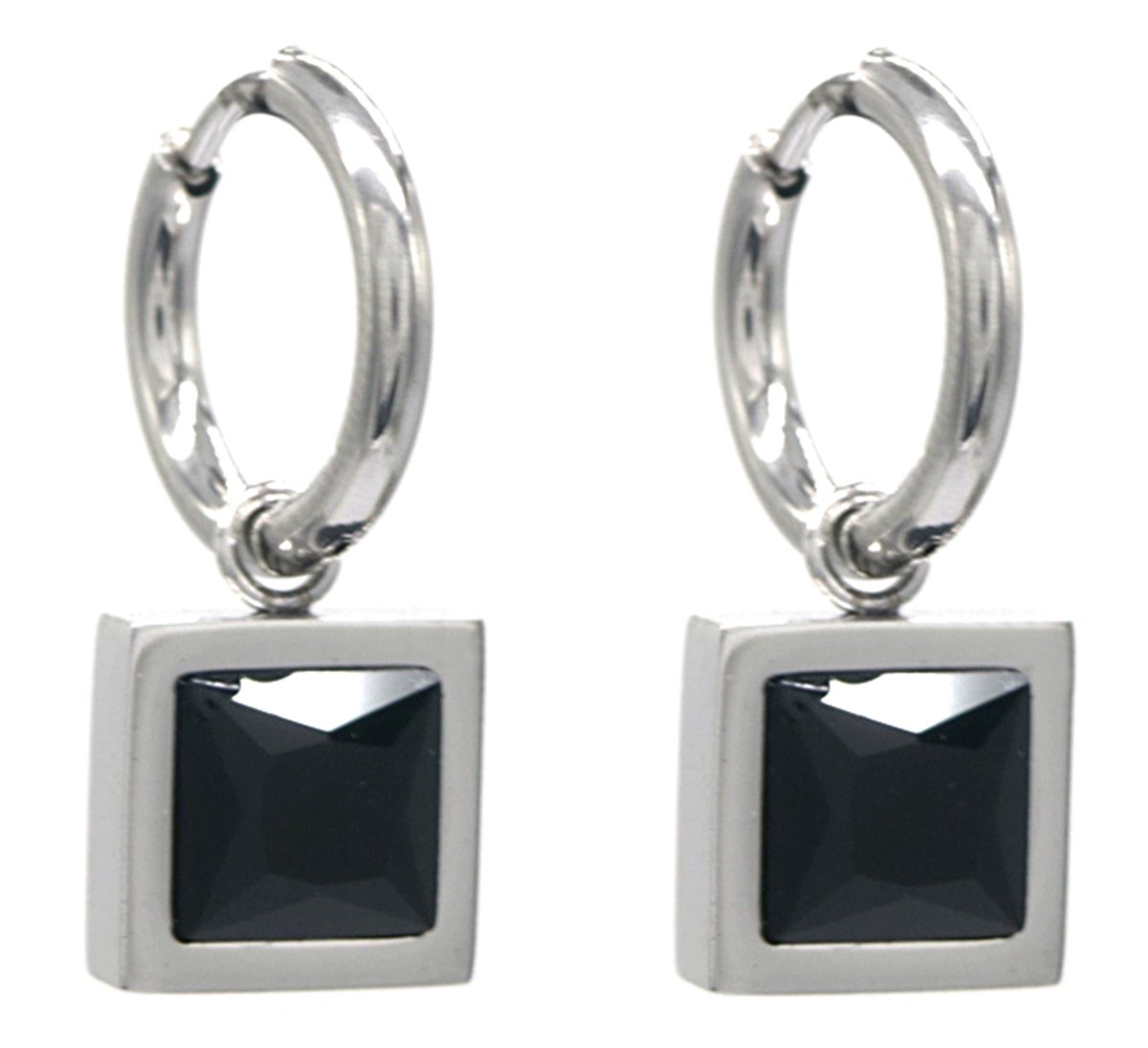 Oorbellen - Oorringen 12 mm - RVS - Zilverkleurig en Zwart | bol.com