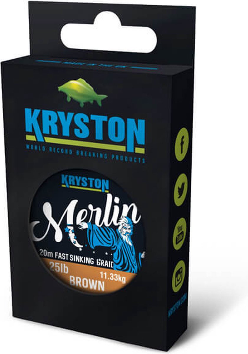 Kryston - Merlin Fast Sinking Supple Braid - 20 meter - Gravel Brown (35 lb) | bol