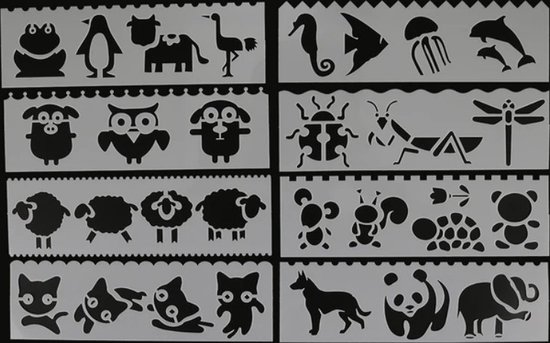 Sjablonen, 8 Stuks - Thema Dieren - 8 Sjablonen Voor Tekenen, Hobby ...