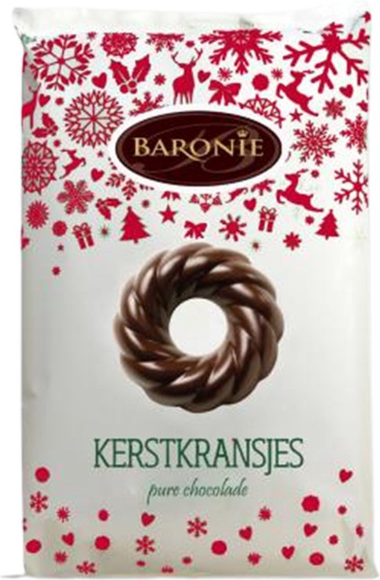 Baronie - Kerstkransjes Pure Chocolade - 4x150 gram - Kerst Chocolade ...