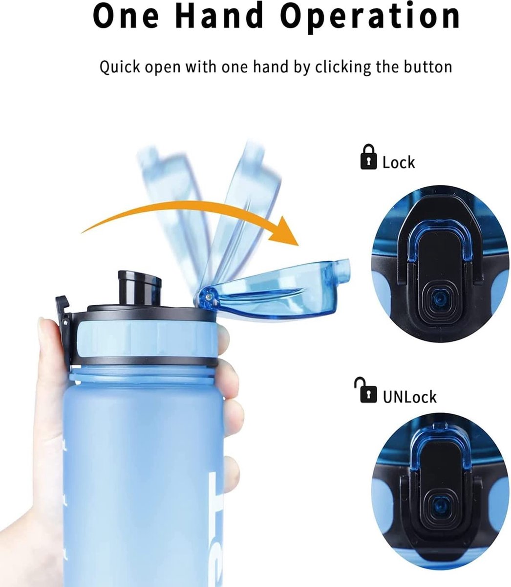 Waterfles 1000ml - Deep Blue - Sport bidon 1L - Drinkfles Blauw | bol