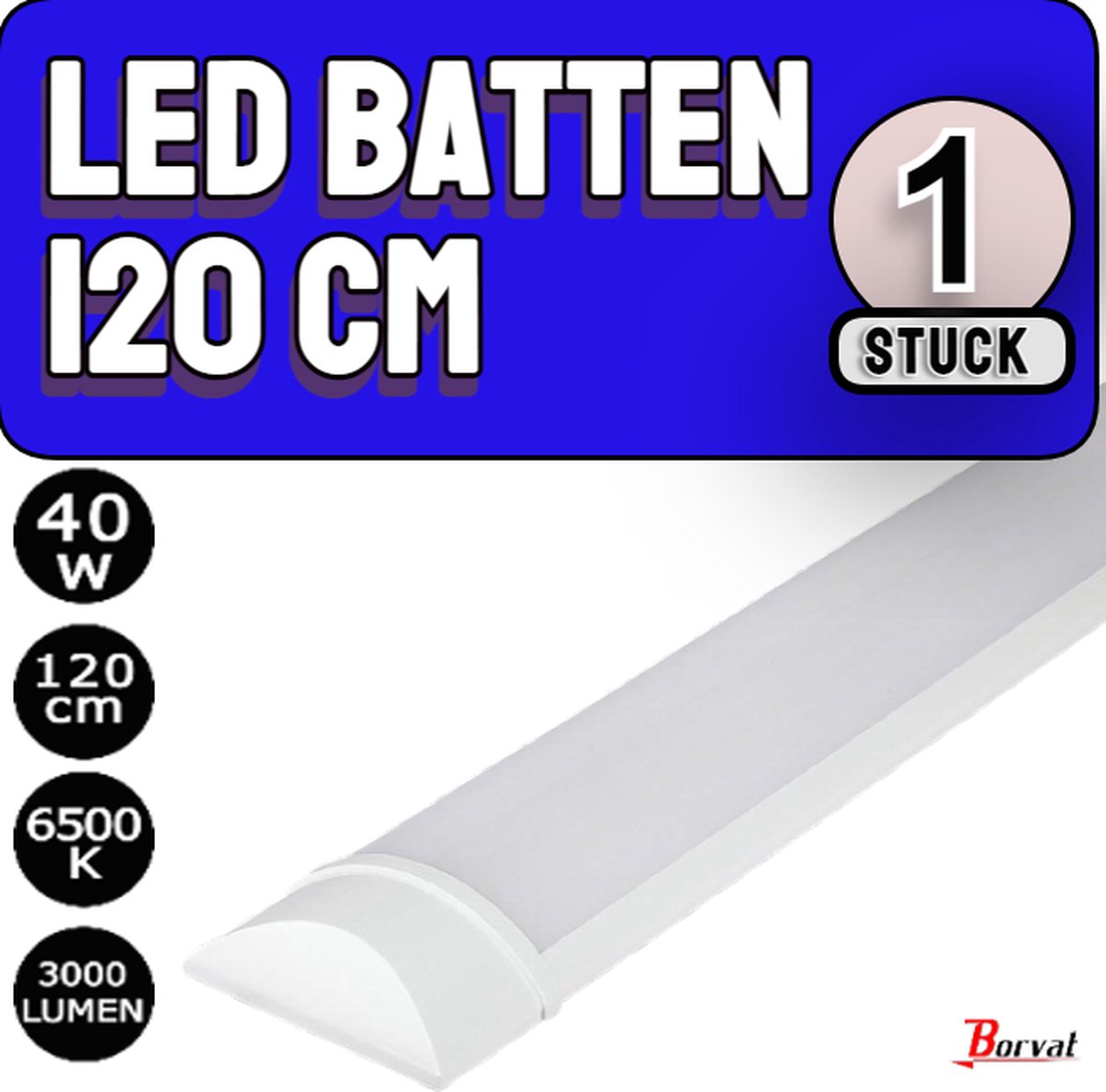 Borvat® | Réglette LED - 120 cm - Avec deux bandes LED - 40W - 6500K ...