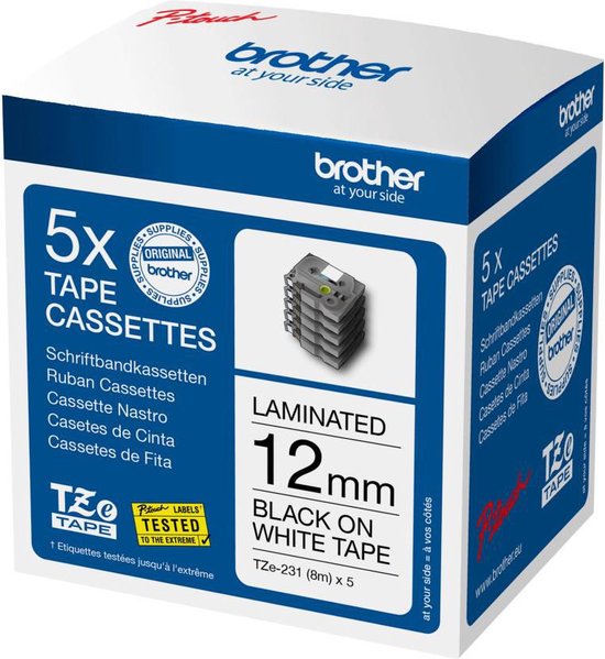 Brother TZE-231M5 labelprinter-tape Zwart op wit | bol