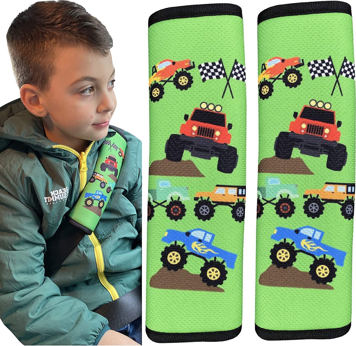 HECKBO Monster Truck 2 x veiligheidsgordel voor kinderen, 21 x 6 cm ...